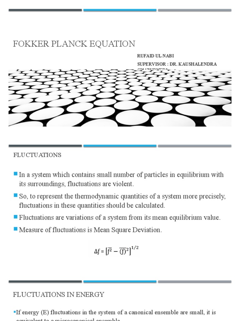 Fokker-Planck Equation Overview | PDF | Brownian Motion | Thermodynamics