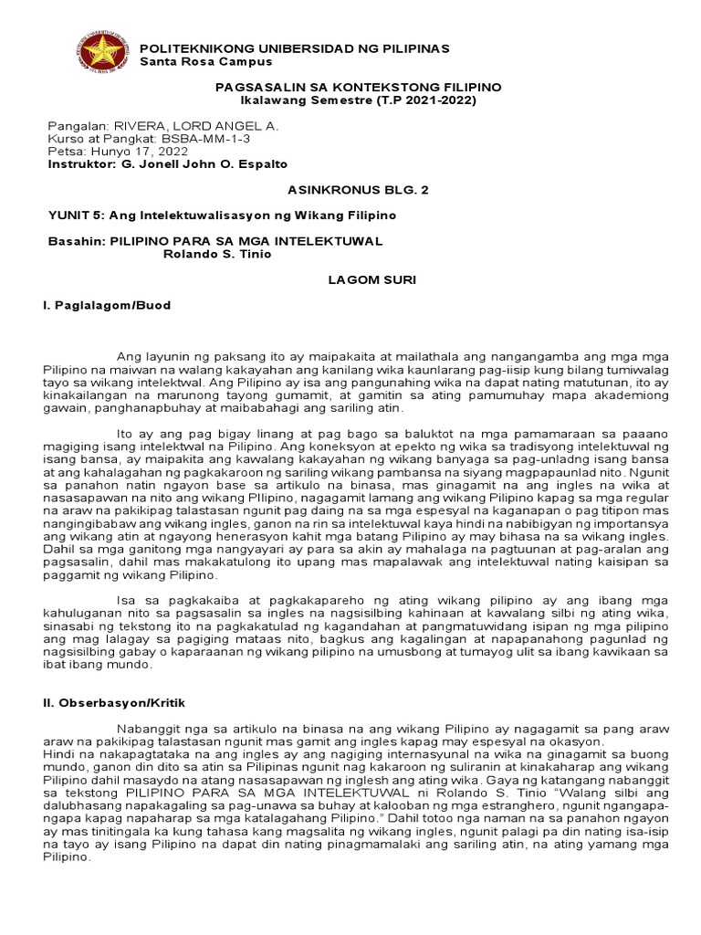 LAGOM SURI - Pagsasalin | PDF