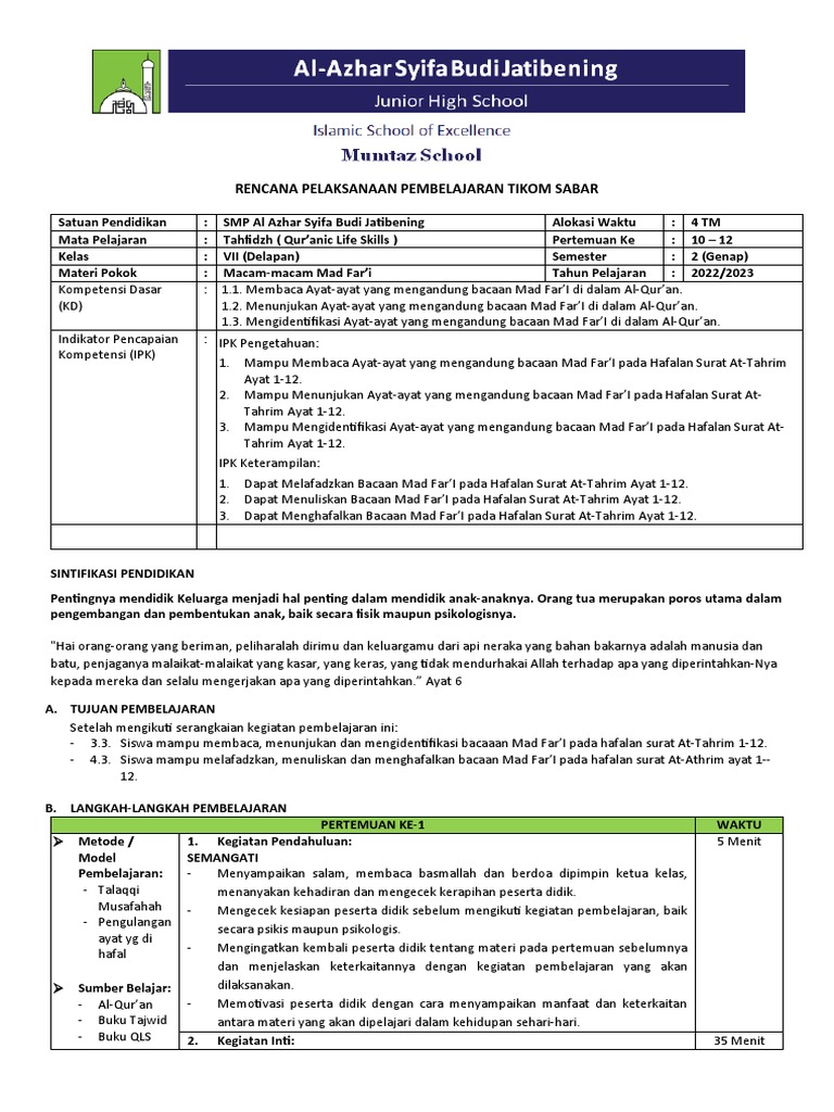 RPPHukum Macem-Macem Mad Far'i QLS Print | PDF | Karier & Perkembangan