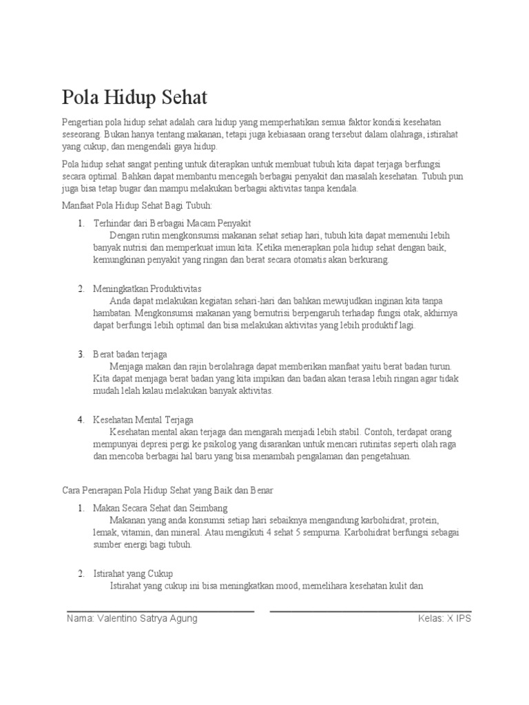 Pola Hidup Sehat | PDF