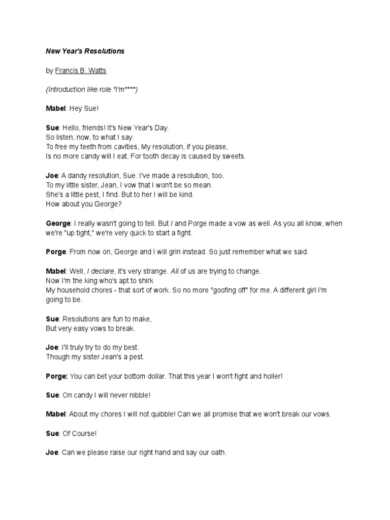 New Year's Resolution G10 Roleplay Script | PDF