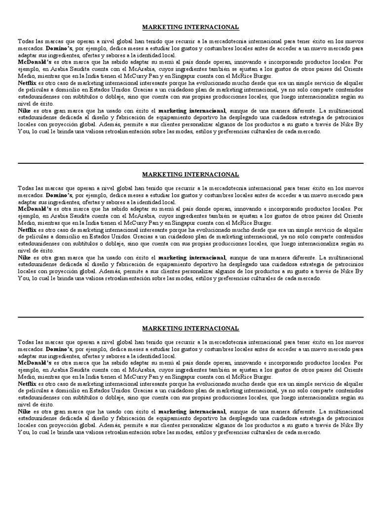 Lectura MARKETING INTERNACIONAL | PDF | Marketing | Netflix