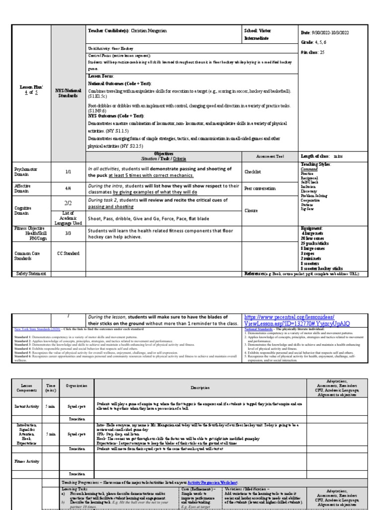 Vis Floor Hockey 4 Gameplay | PDF | Educational Assessment | Lesson Plan