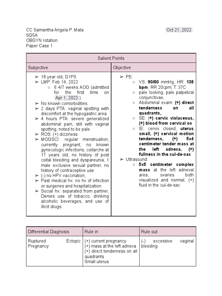 (Ob) Paper Case 1 | PDF | Human Chorionic Gonadotropin | Pregnancy