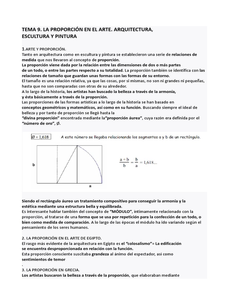 Tema 9 La Proporción En El Arte Arquitectura Escultura Y Pintura