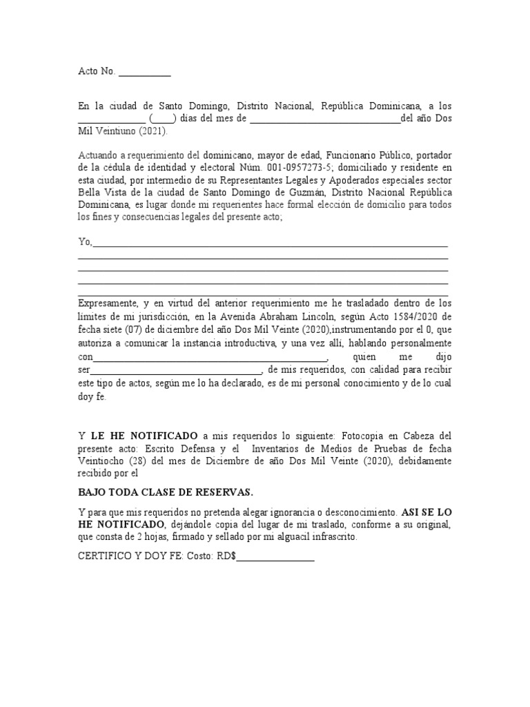 Notificación de Escrito de Defensa | PDF