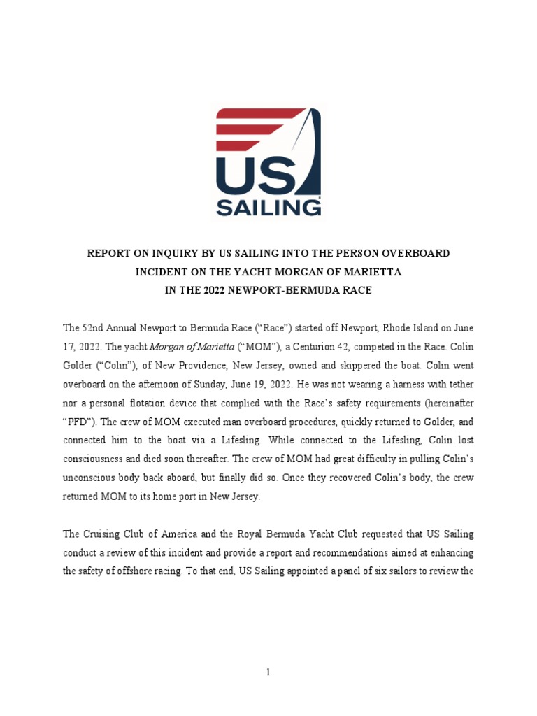 Inquiry Report: Colin Golder Incident | PDF | Sea Captain | Yacht