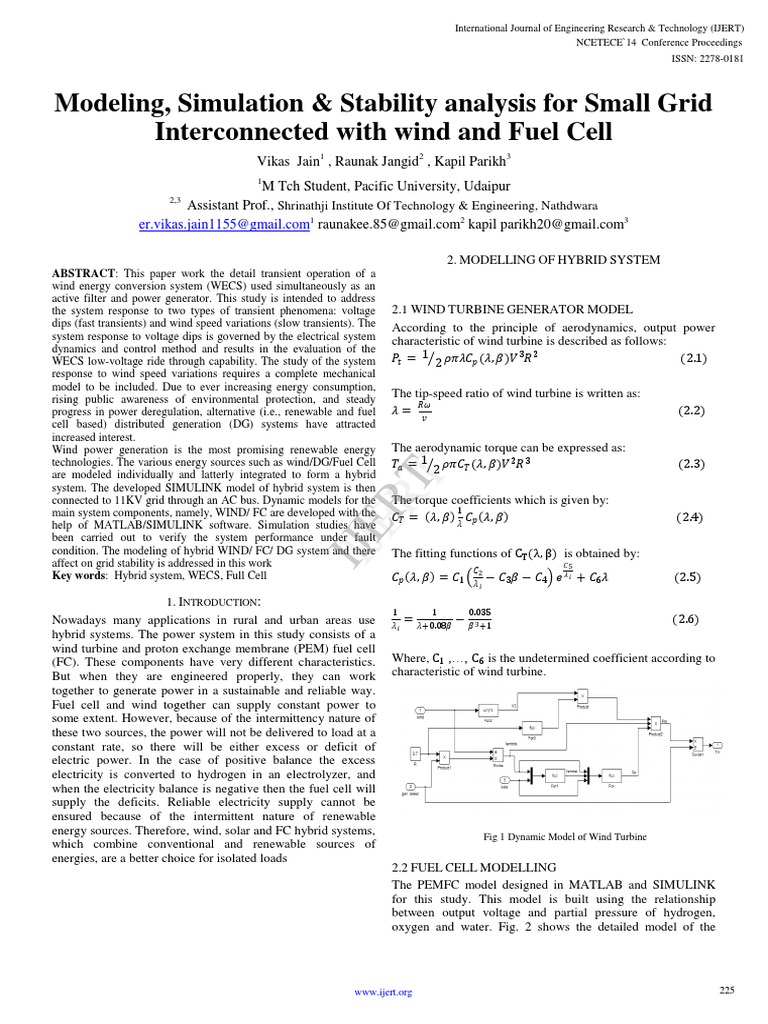 Modeling Simulation Stability Analysis For Small Grid Interconnected With Wind and Fuel Cell ...