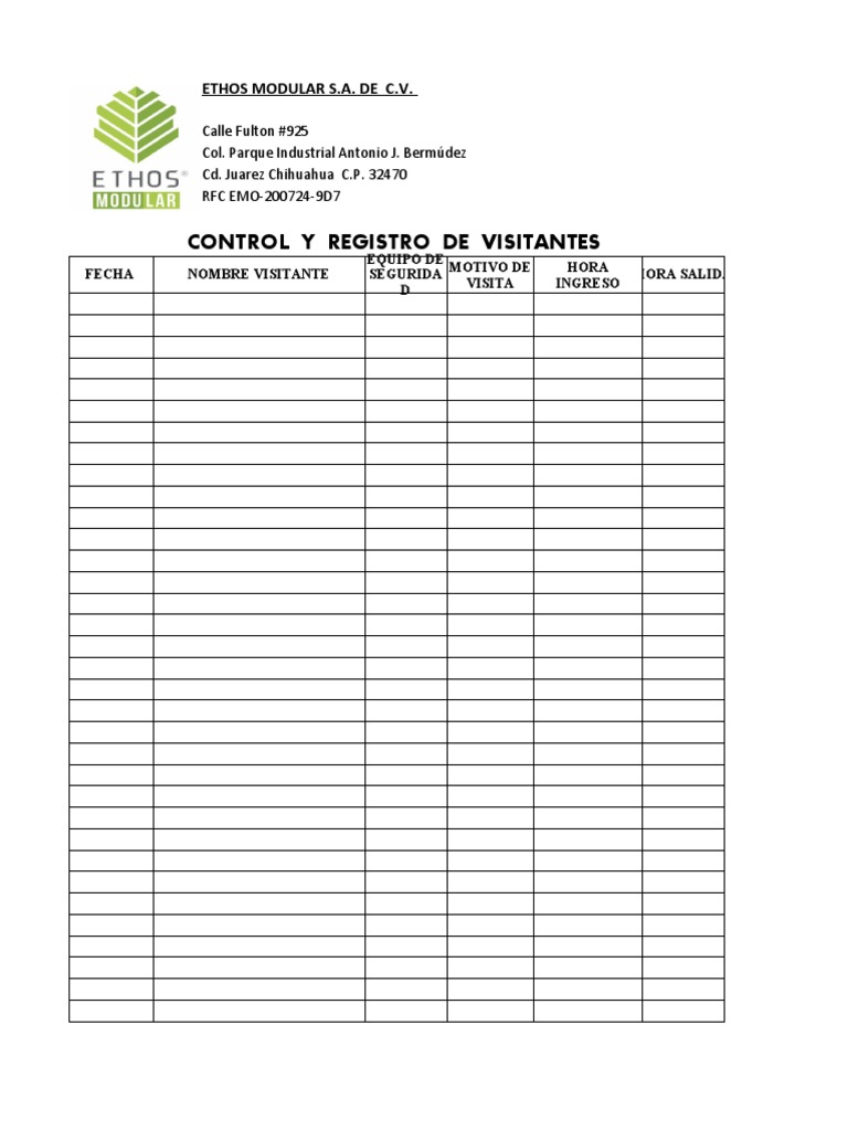 Control y Registro de Visitas | PDF
