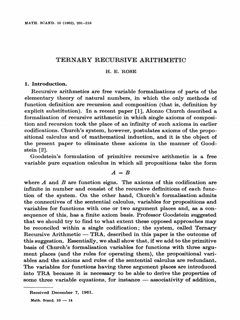 Rose - Ternary Recursive Arithmetic | PDF