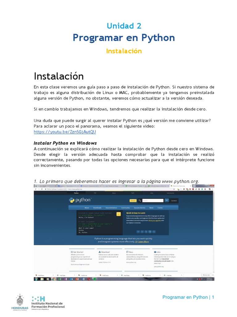 Unidad 2 Instalación Pdf Lenguaje De Programación Python Lenguaje De Programación