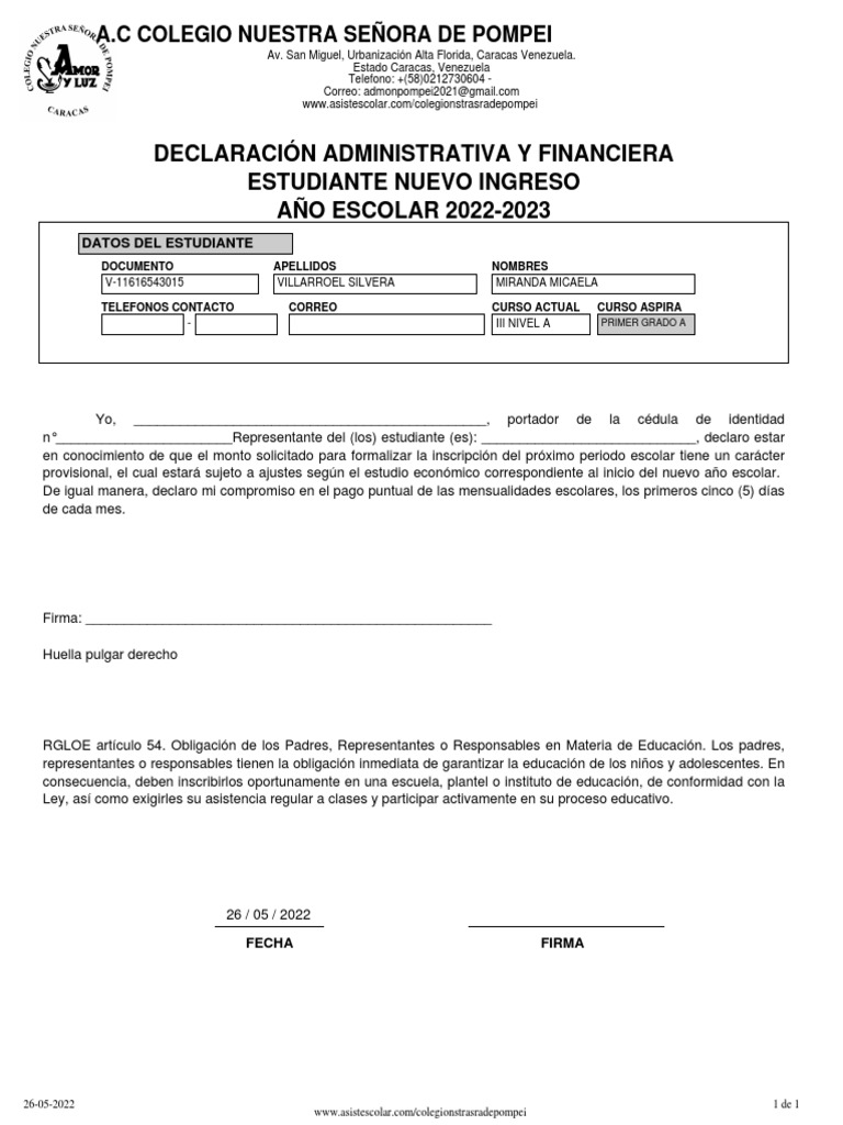 Declaracion Administrativa | PDF