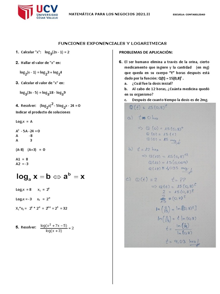 Funciones exponenciales y logaritmicas | PDF | Precios | Logaritmo