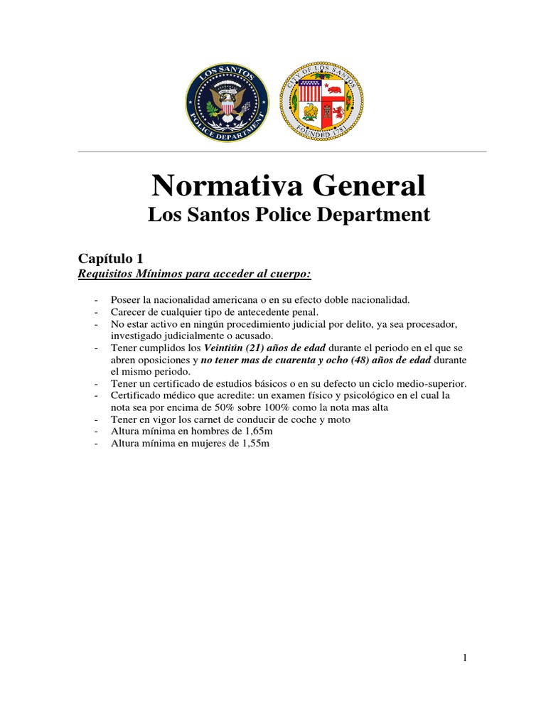 Requisitos y Rangos del LSPD | PDF | Peligros | Cumplimiento de la ley