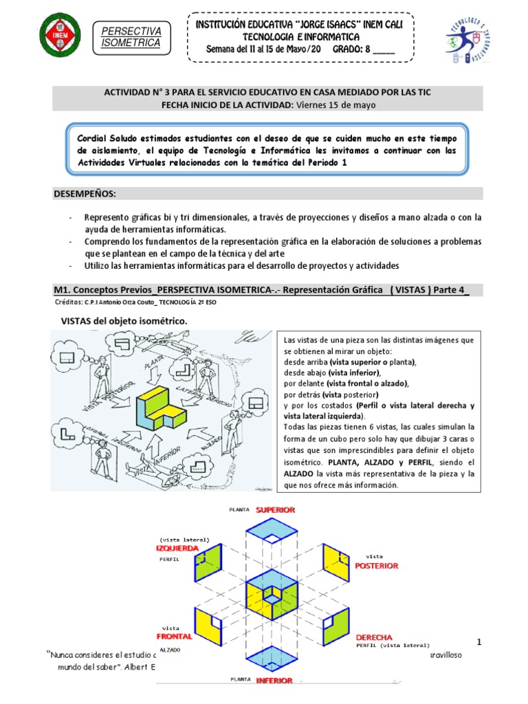 8 - Perspectiva Isometrica - Vistas - P4 | PDF | Dibujo técnico