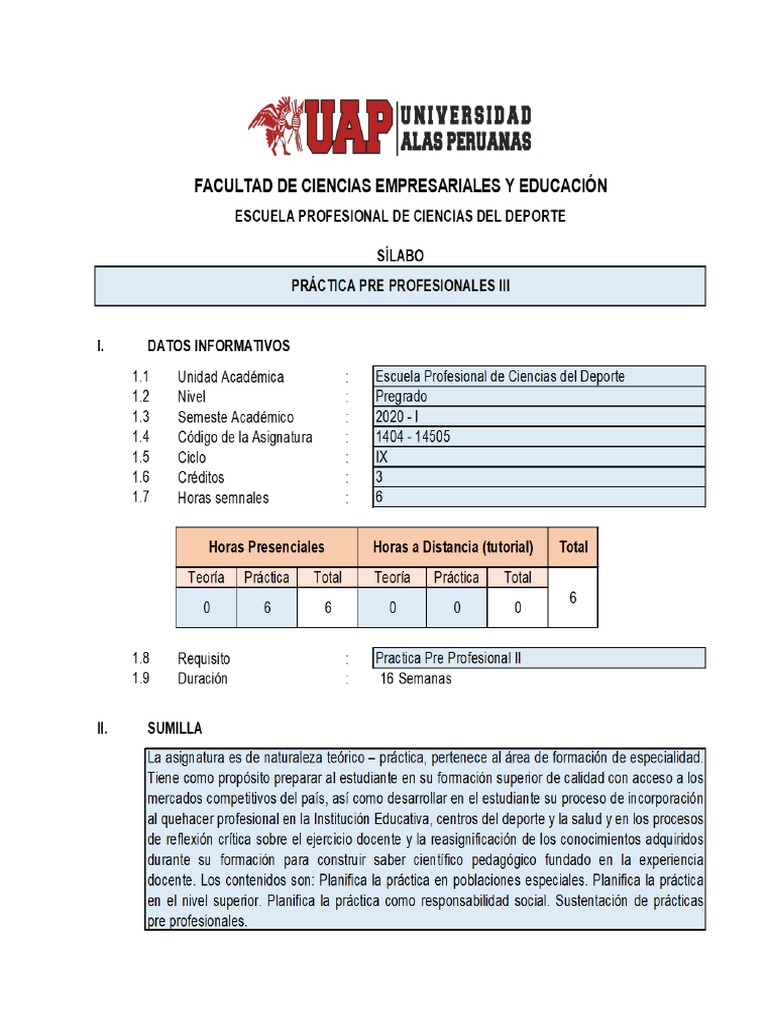 Practica Pre Profesional Iii | PDF | Evaluación | Plan de estudios