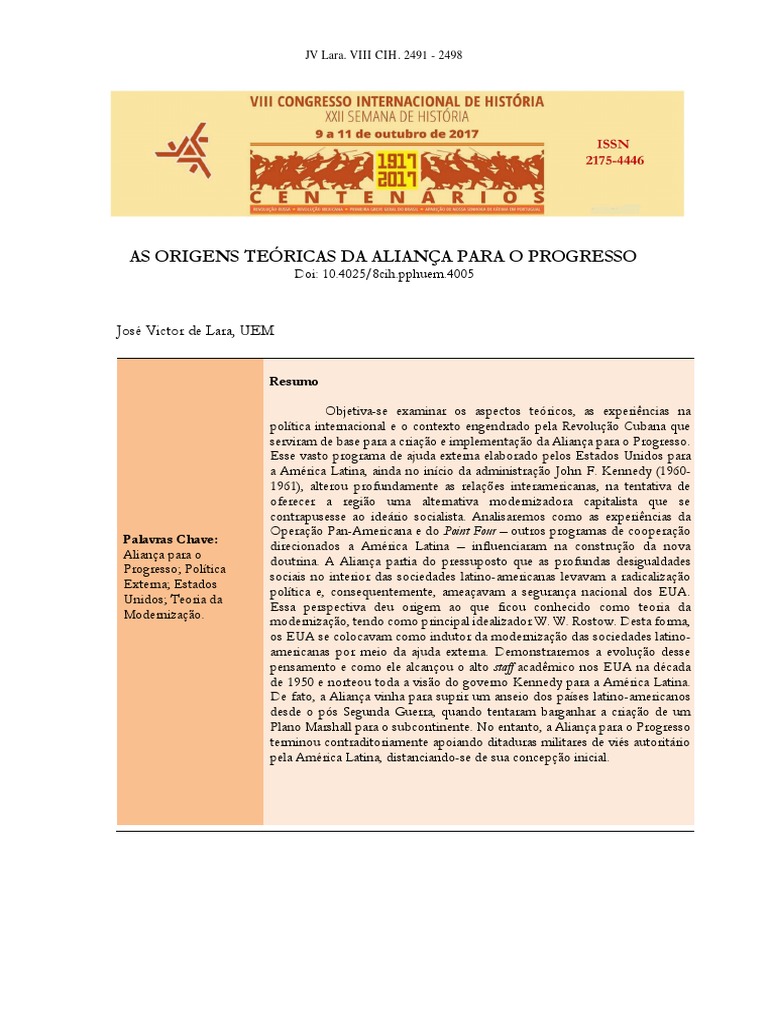 As Origens Teóricas Da Aliança para o Progresso | PDF | Os Estados ...