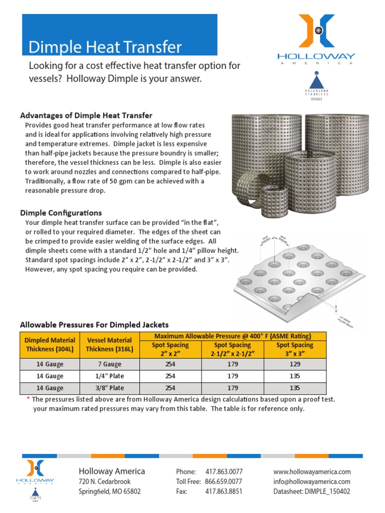 Datasheet Dimple Heat Transfer Surface | PDF