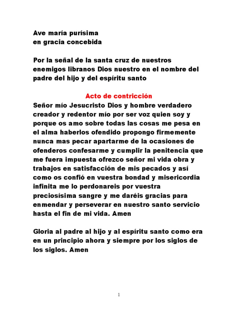 Oración de Ave María Purísima | PDF | María, madre de Jesús | Cristo ...