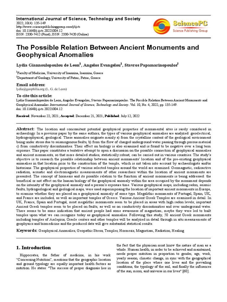 Geophysical Anomalies and Ancient Monuments | PDF | Geophysics ...