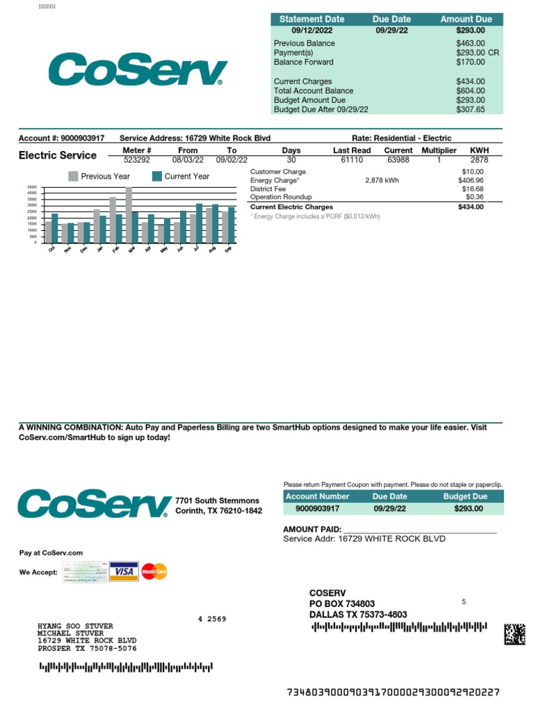 CoServ Electric Bill Overview | PDF | Economies | Electric Power