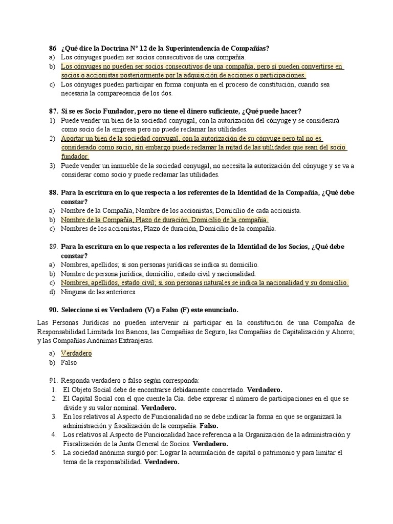 Banco de Preguntas Contabilidad Societaria | PDF | Economias | Business
