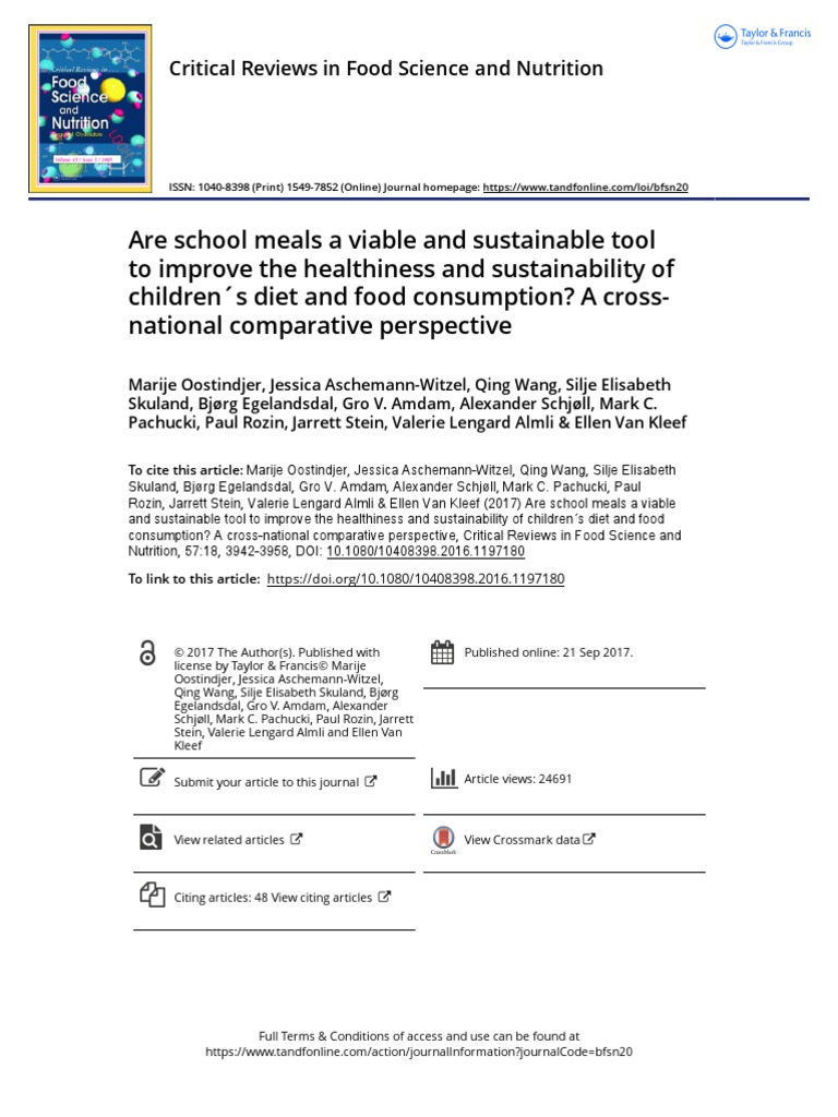 Are School Meals A Viable and Sustainable Tool To Improve The ...