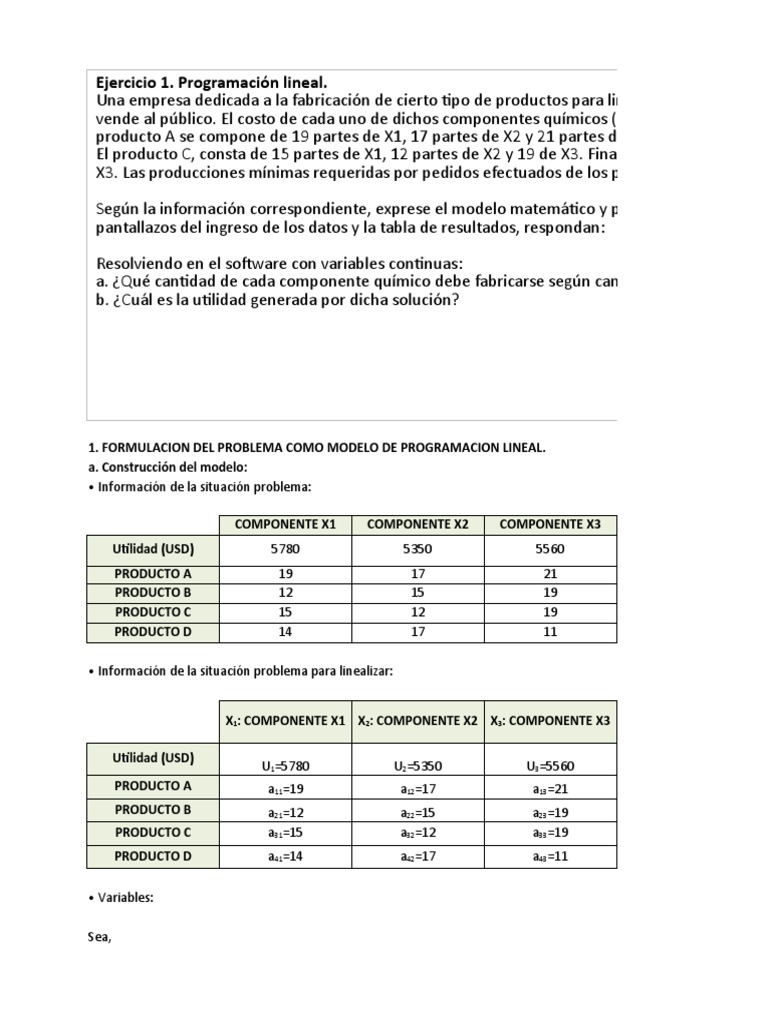 Tarea 2 - Juan Gabriel Florez - Ejer 1 Al 5 | PDF | Programación lineal ...