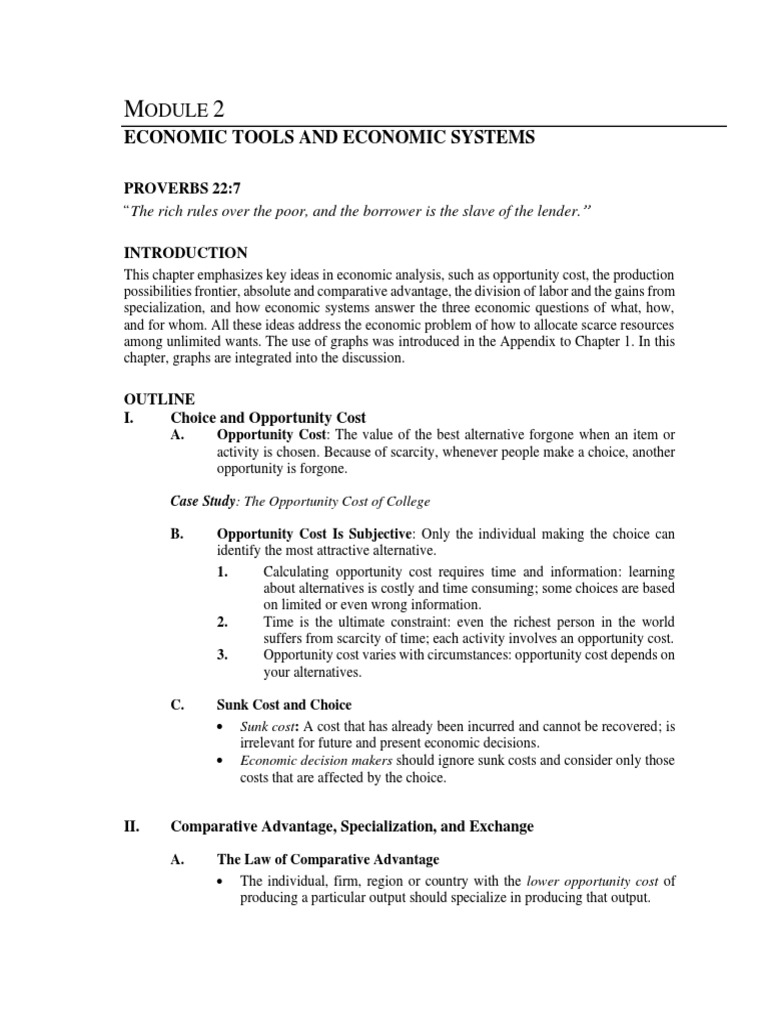 Module2 - Economic Tools and Economic Systems | PDF | Opportunity Cost ...