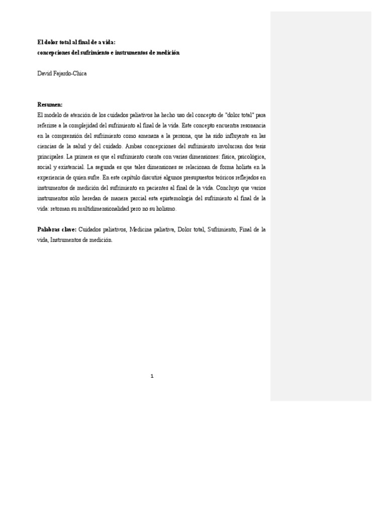 Dolor Total y Cuidados Paliativos | PDF | Holismo | Experiencia