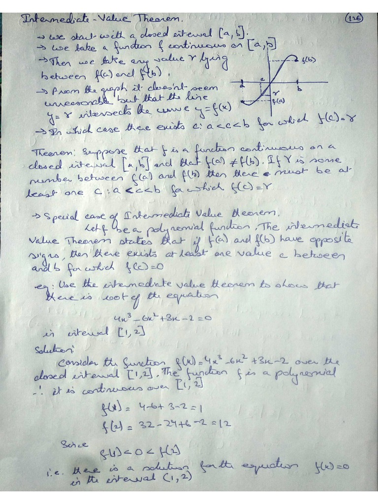 Lecture 20 (Intermediate Value Theorem and Extreme Value Theorem) | PDF Lecture 20 (Intermediate Value Theorem and Extreme Value Theorem) | PDF