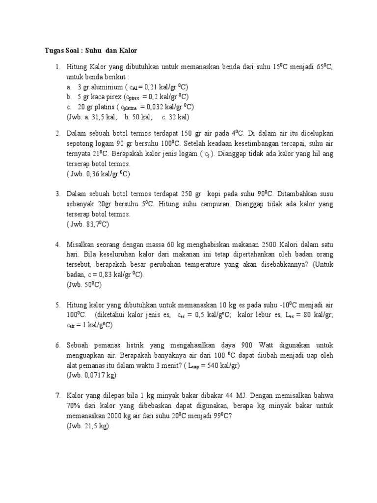 Tugas Suhu Dan Kalor PDF | PDF