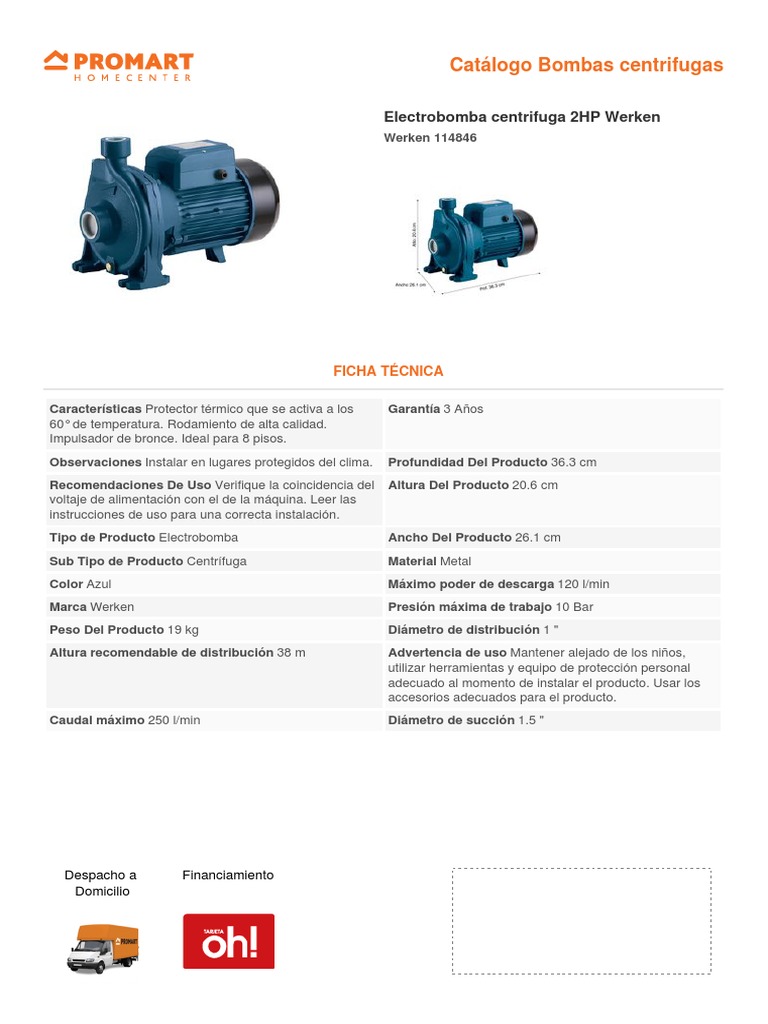 Ficha Técnica Bomba 2hp | PDF