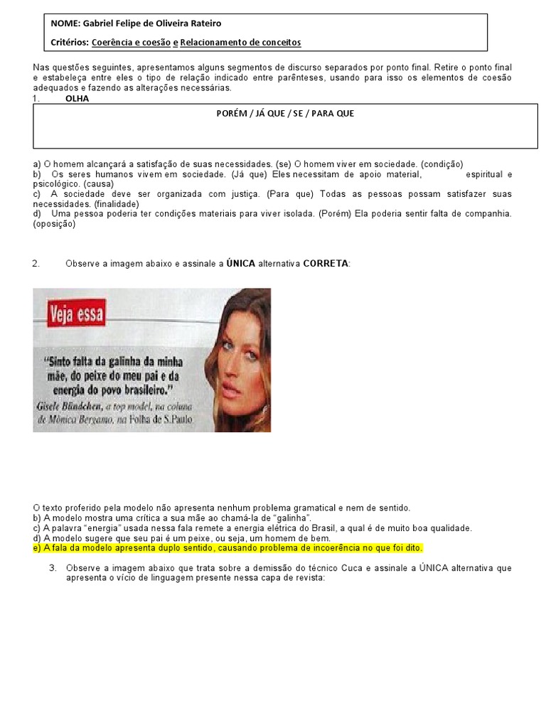 Trabalho LTT - Coesão e Coerência Textual | PDF | Livros | Cinquenta Tons de Cinza