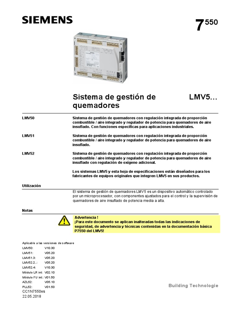 Manual de Siemens LMV51 y LMV52 | PDF