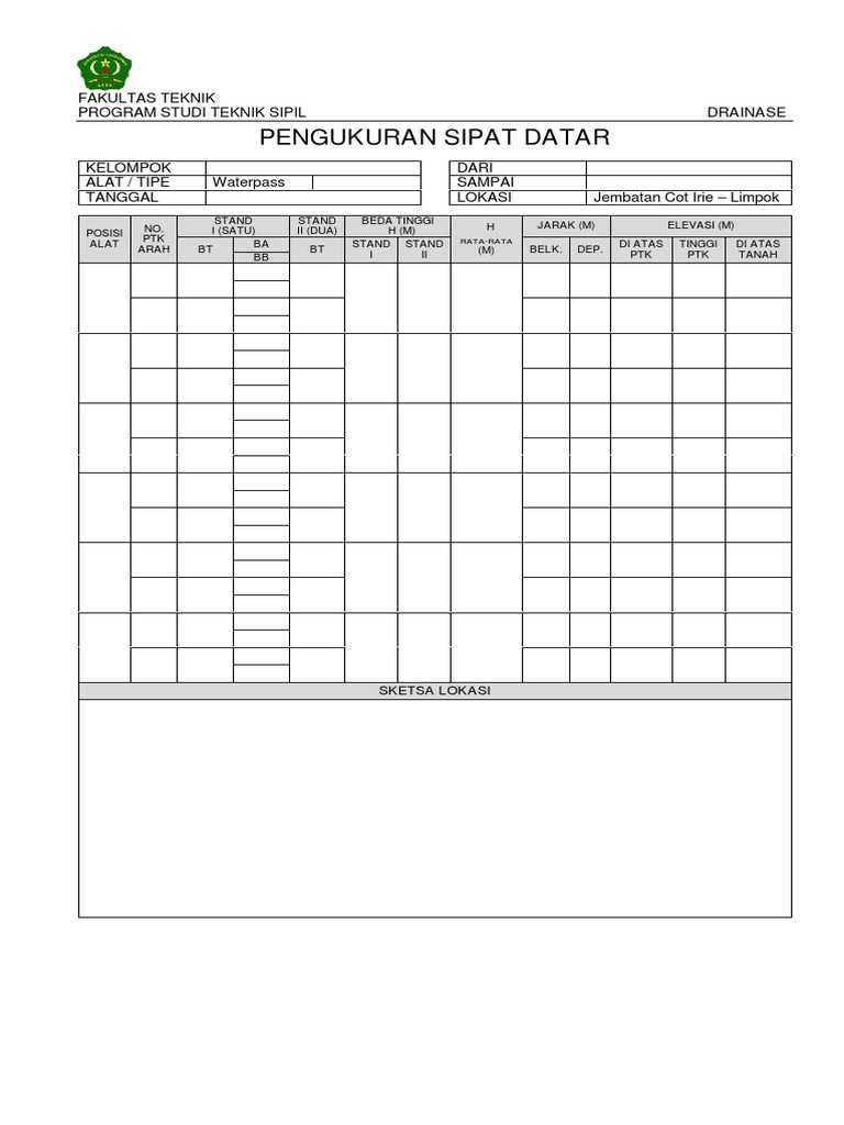 Form Waterpass Drainase | PDF