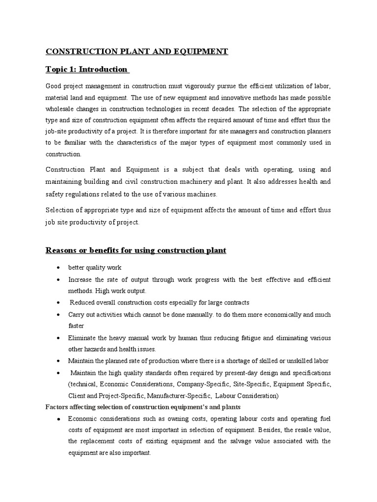 Overview of Construction Plant Equipment | PDF | Loader (Equipment ...