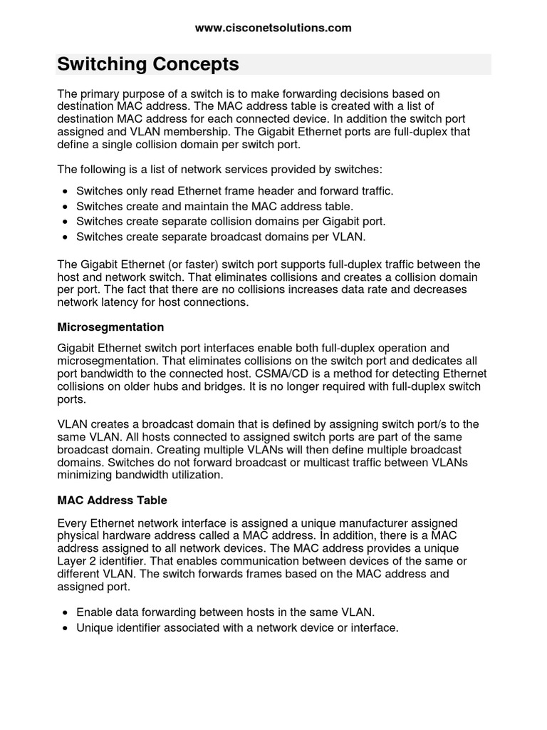 006 Switching Concepts Pdf Network Switch Ethernet