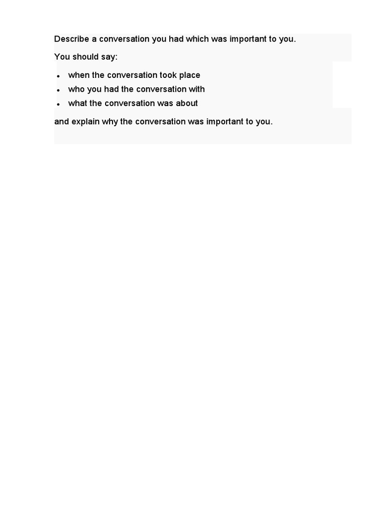 Describe A Conversation You Had Which Was Important To You | PDF