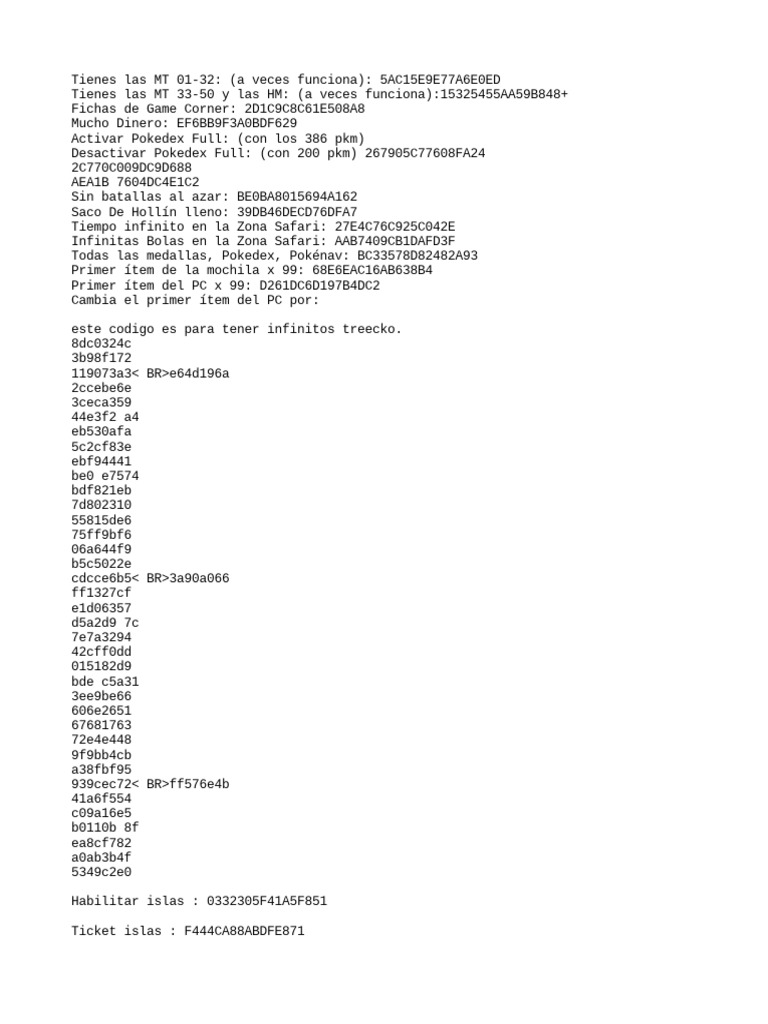 Pokemon Zafiro Cheats | PDF | Pokémon