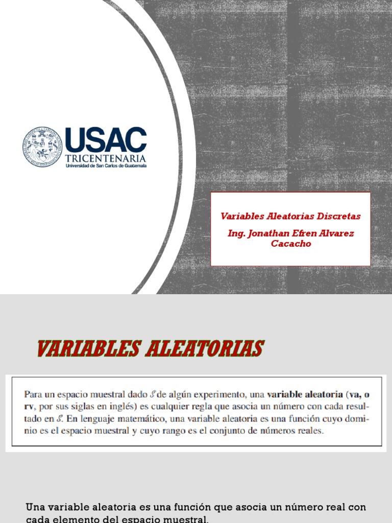 Variables Aleatorias Discretas: Ejemplos y Cálculos | PDF | Variable aleatoria | Valor esperado
