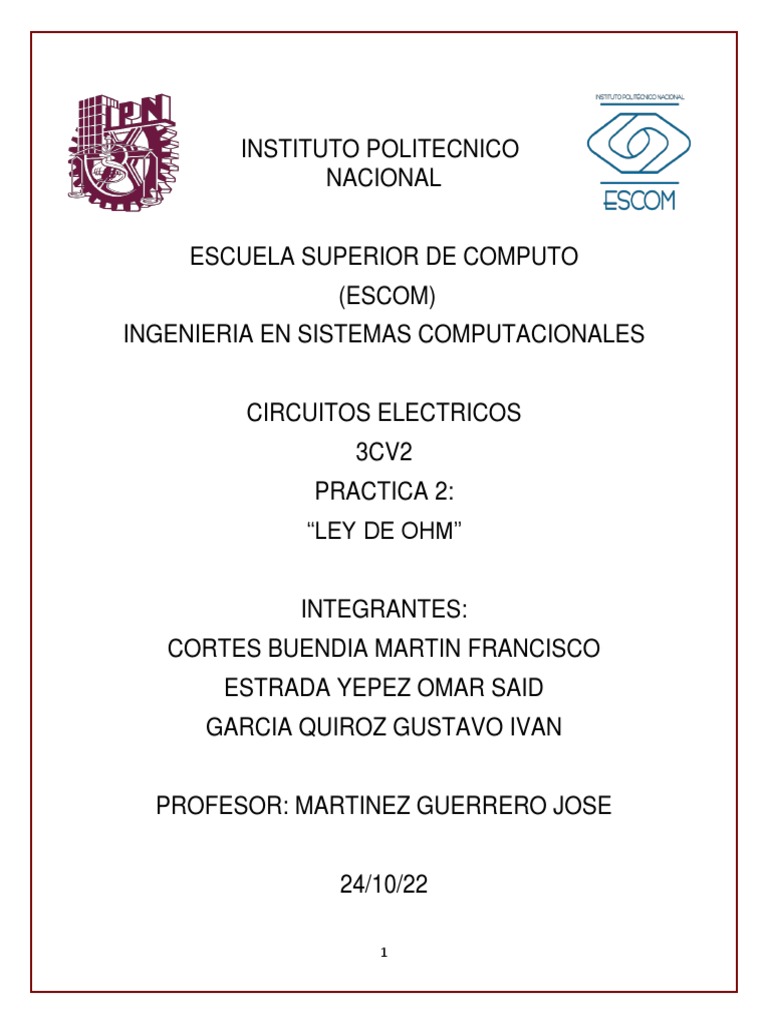 Practica 2 | PDF | Resistencia Eléctrica y Conductancia | Energia electrica