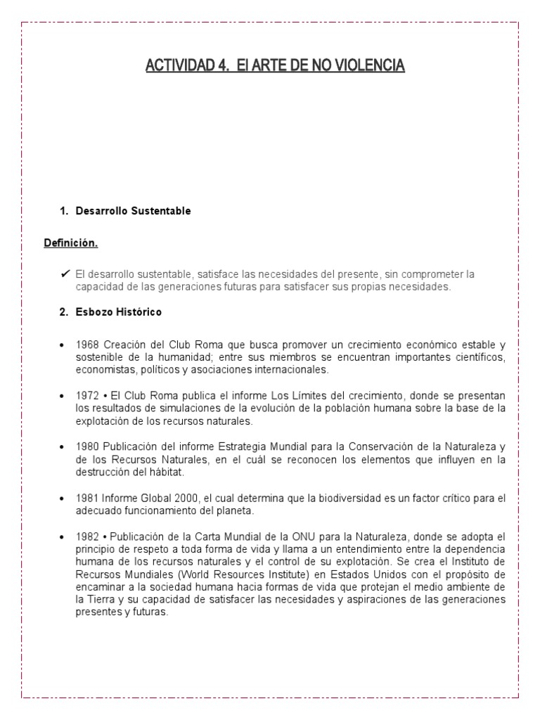 Actividad 4. El Arte de La No Violencia | PDF | Sustentabilidad ...