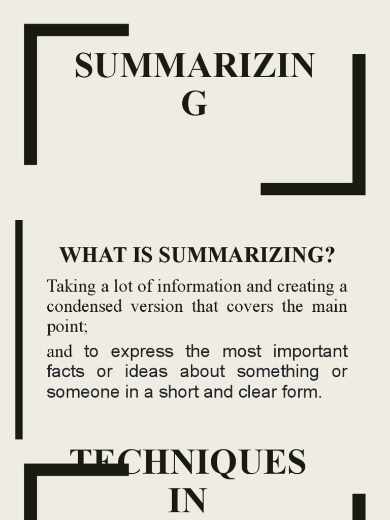 SUMMARIZING | PDF | Career & Growth | Art