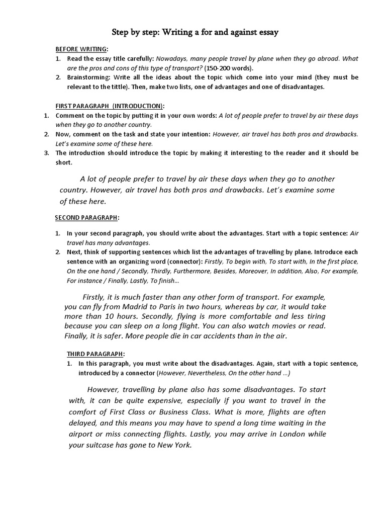 For and Against Essay Writing Creative Writing Tasks - 86038 | PDF ...