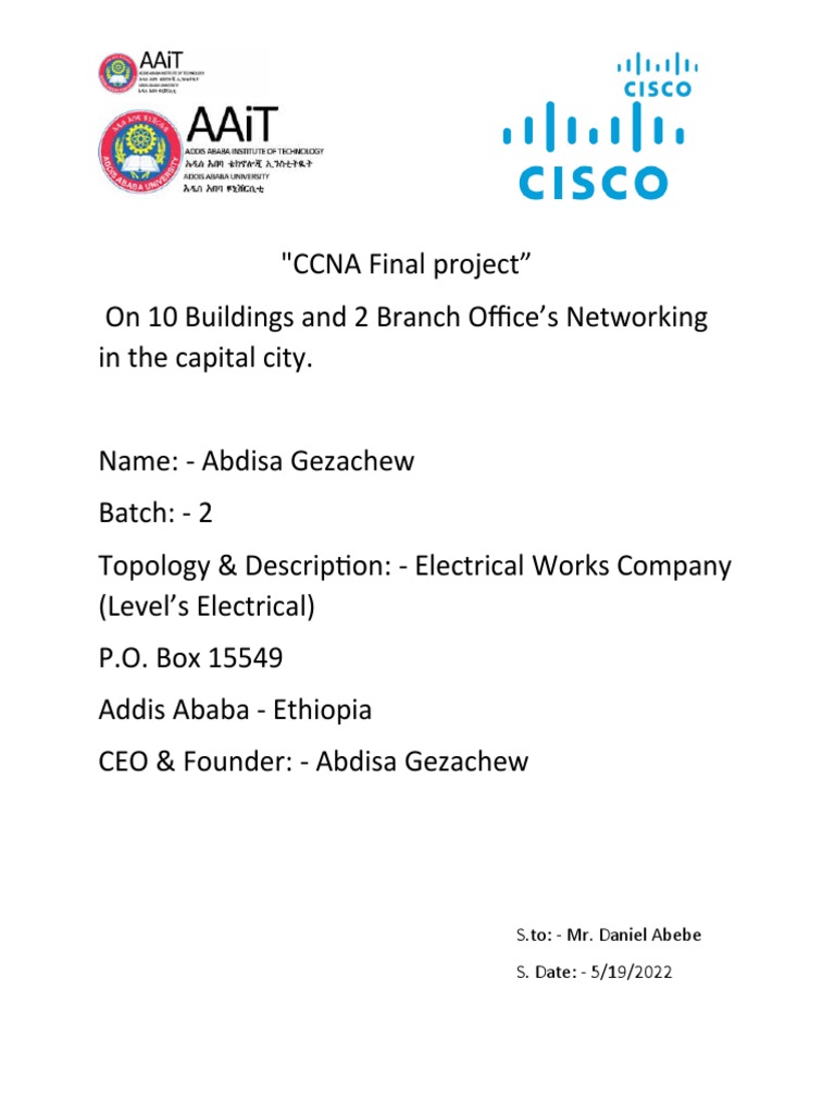 CCNA Final Project Abdisa Gezachew | PDF | Computer Network | Network Switch