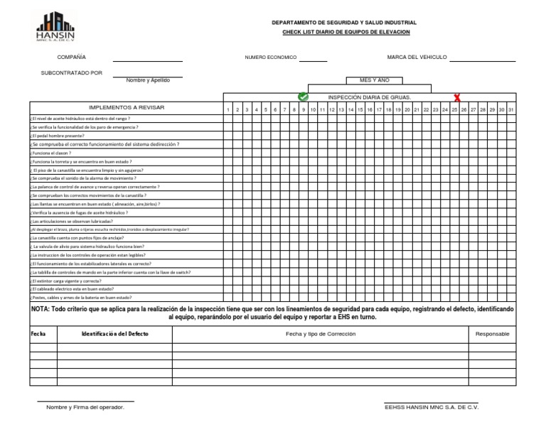 Check List Genie Hansin 2022 | PDF
