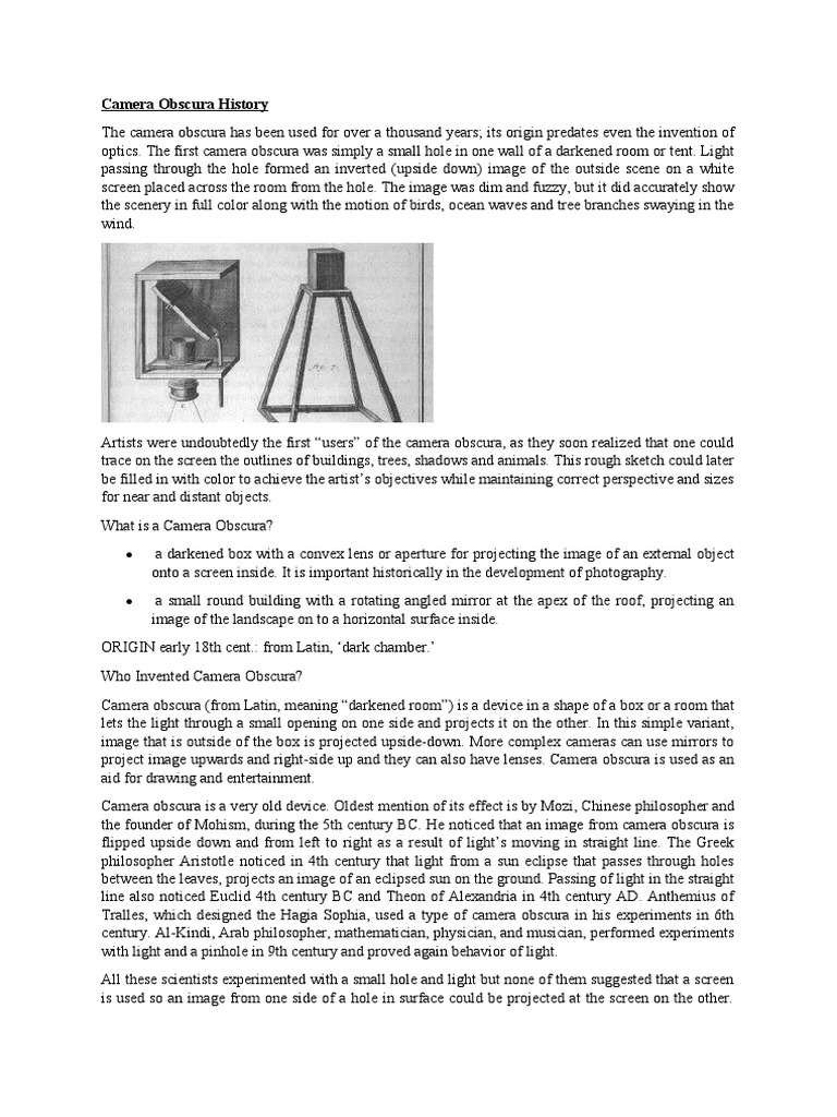 Camera Obscura History | PDF | Science | Imaging