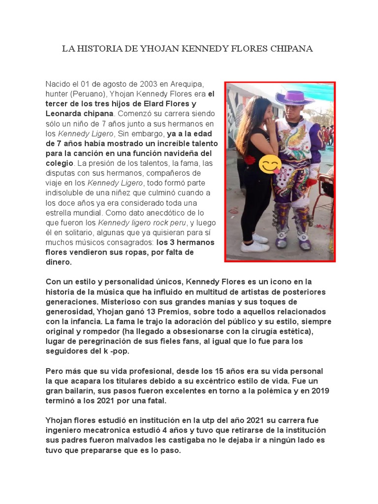 La Historia de Yhojan Kennedy Flores Chipana | PDF