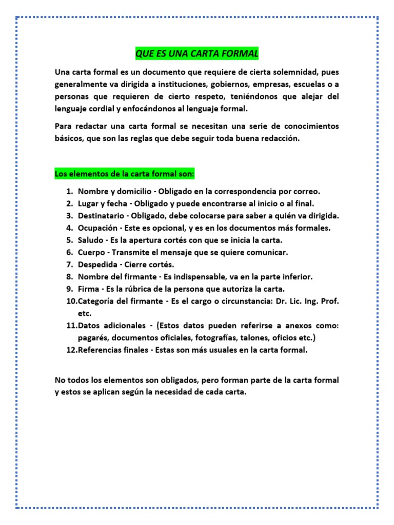 Que Es Una Carta Formal | PDF | Información | Correo
